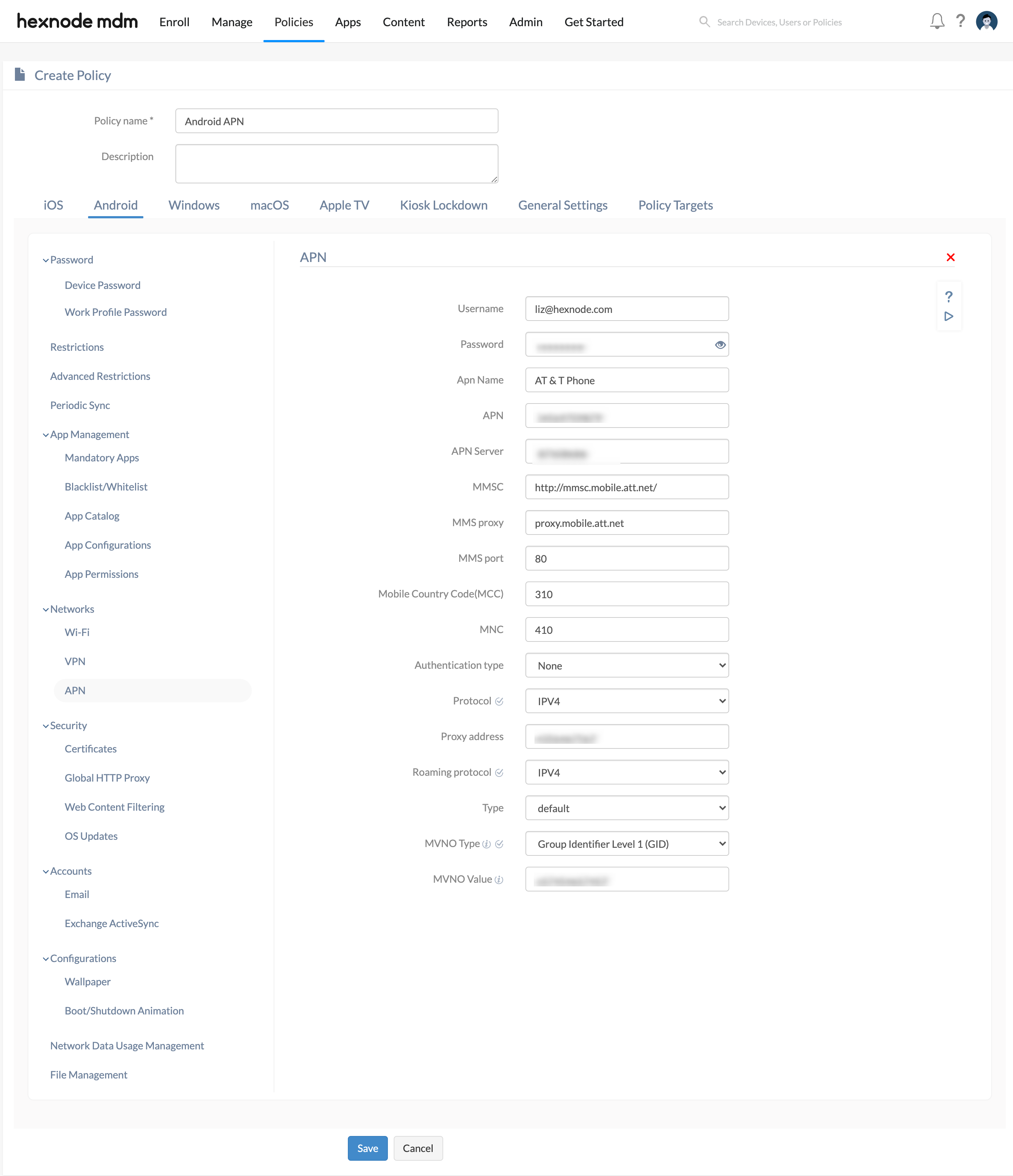 Mvno Settings In Android Apn Unified Endpoint Management Community Hexnode Connect