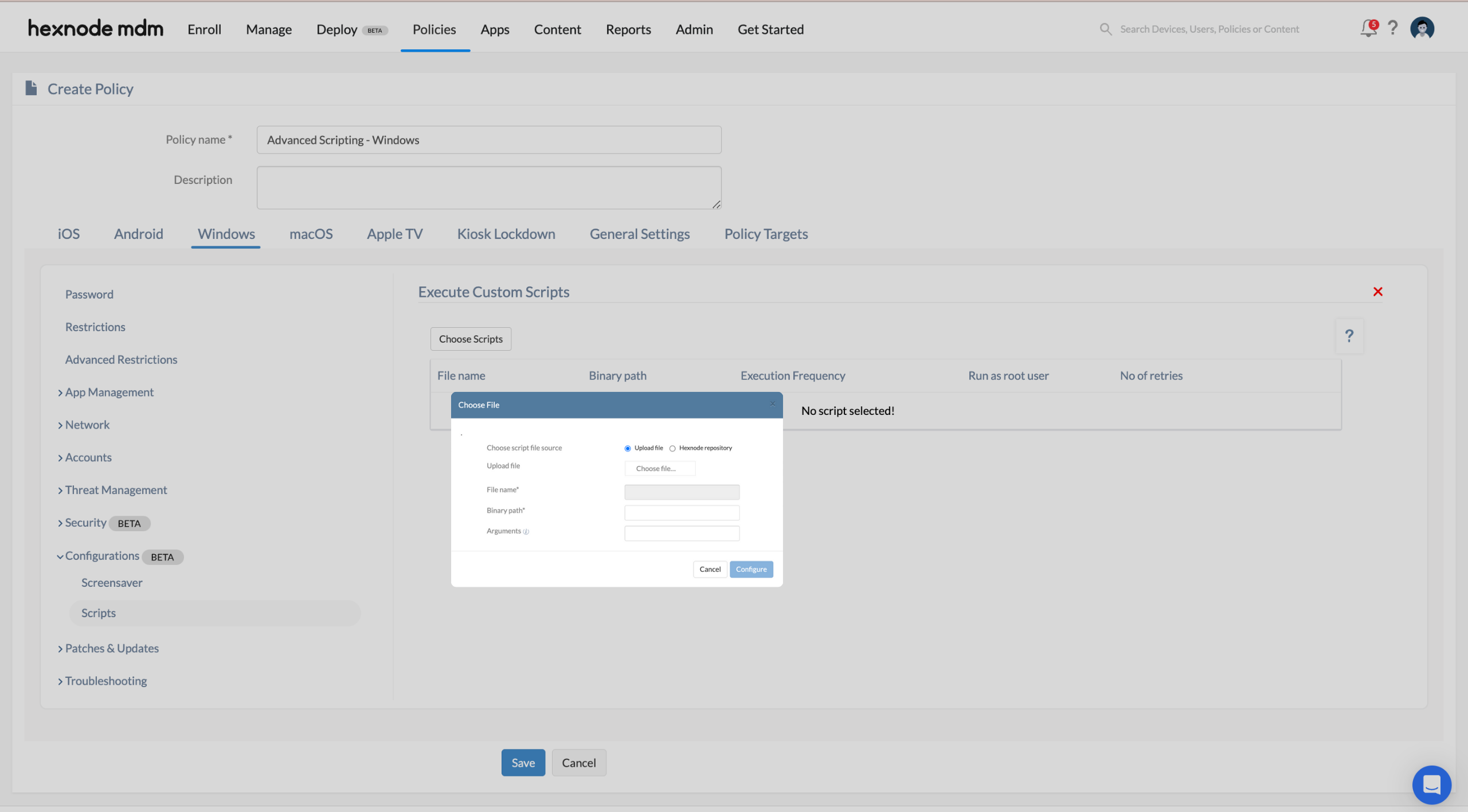 Execute Custom Scripts On Your Windows Devices Unified Endpoint Management Community Hexnode